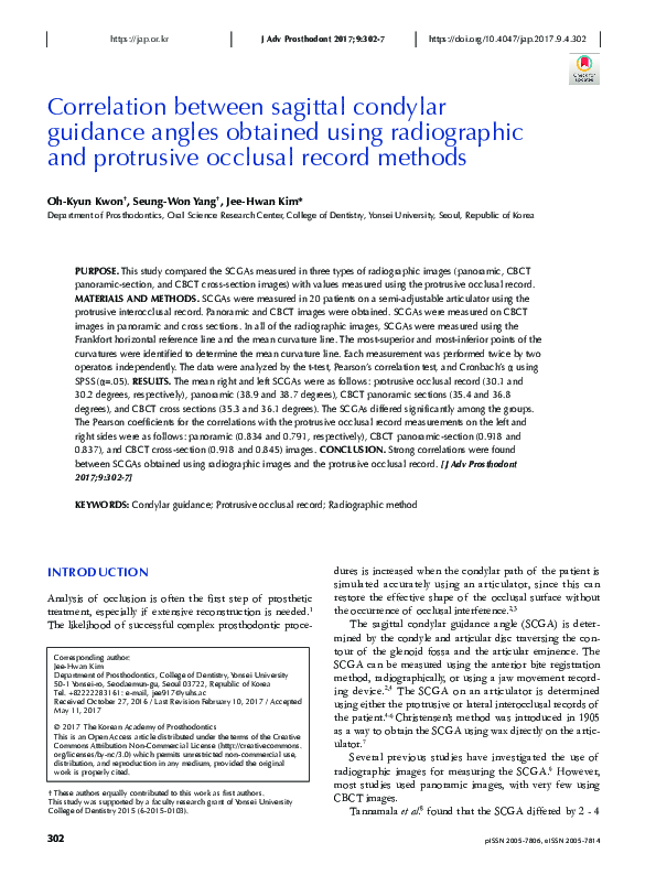 (PDF) Correlation between sagittal condylar guidance angles obtained ...