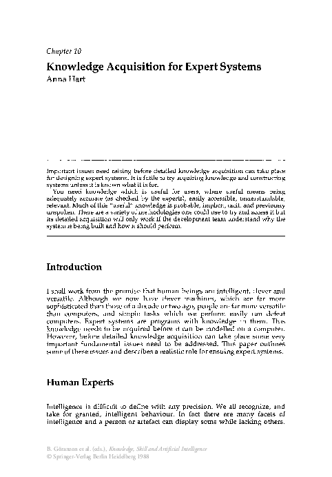(PDF) Knowledge acquisition for expert systems