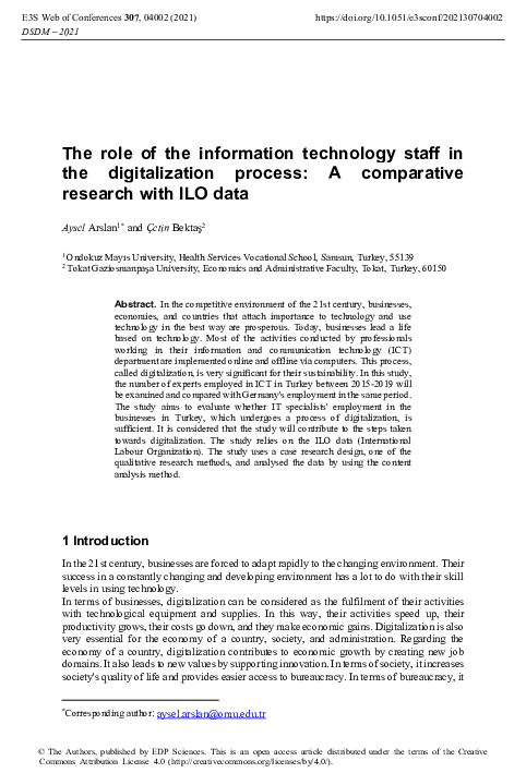 (PDF) The role of the information technology staff in the digitalization process: A comparative ...