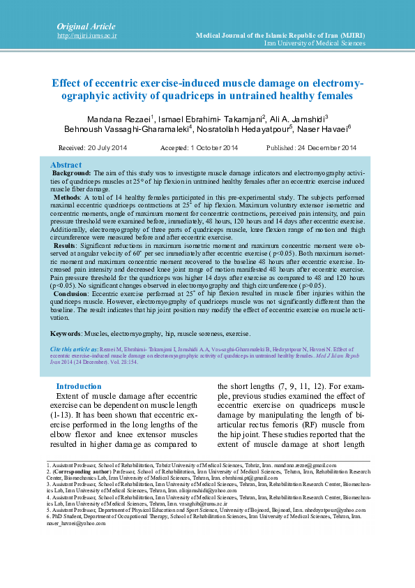 (PDF) Effect of eccentric exercise-induced muscle damage on ...