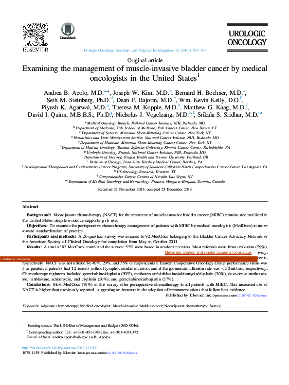 (PDF) Examining the management of muscle-invasive bladder cancer by ...