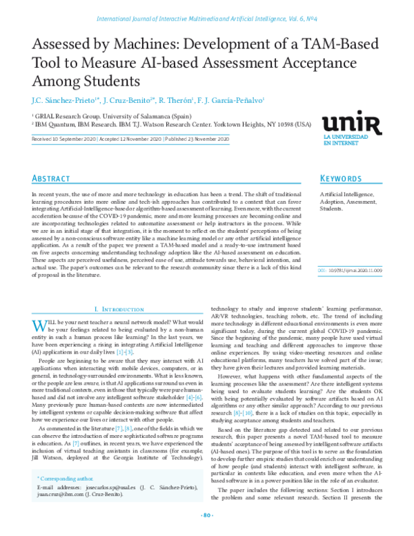(PDF) Assessed by Machines: Development of a TAM-Based Tool to Measure ...