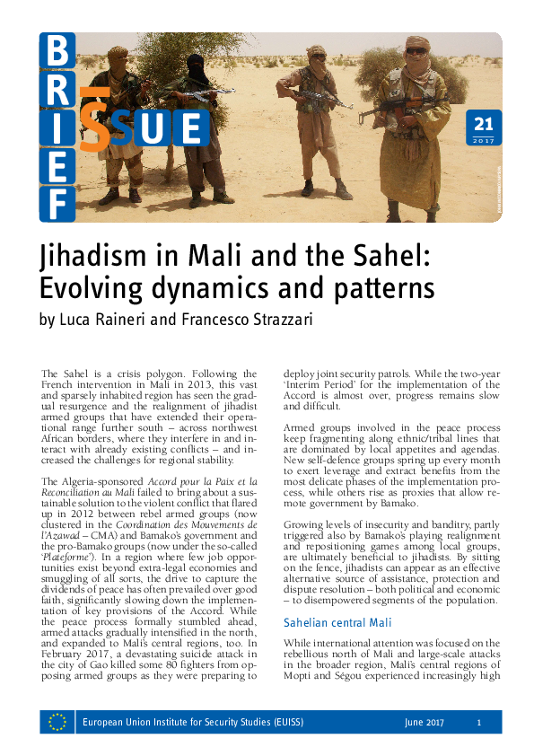 (PDF) Jihadism in Mali and the Sahel : Evolving dynamics and patterns ...