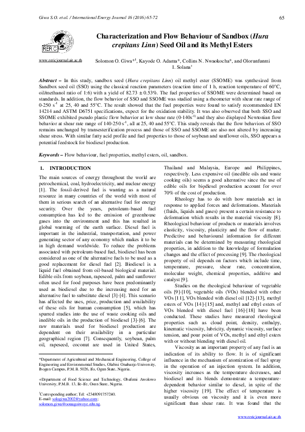 (PDF) Characterization and Flow Behaviour of Sandbox (Hura crepitans ...