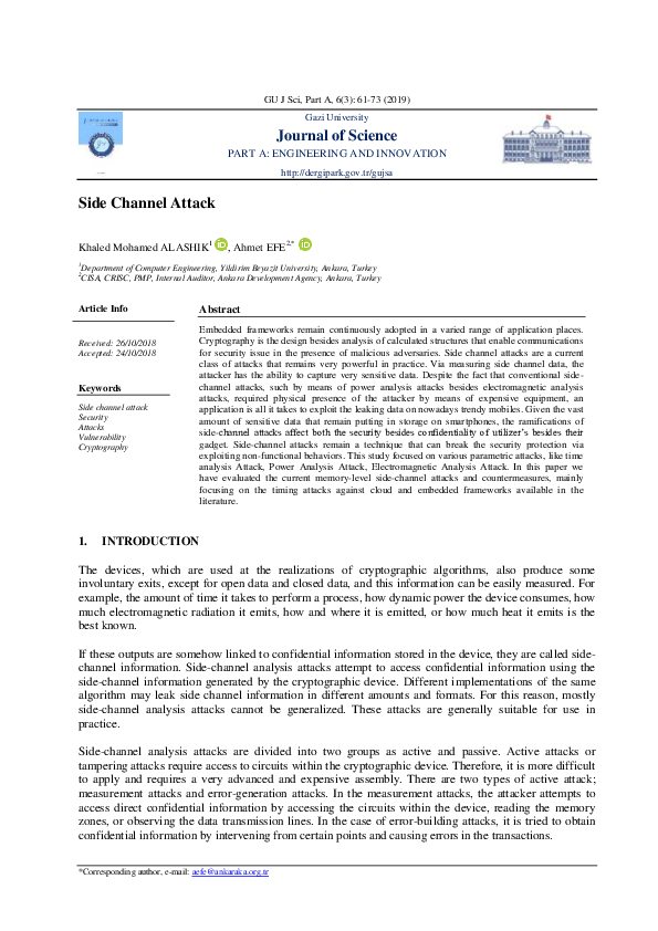 (PDF) Side Channel Attack