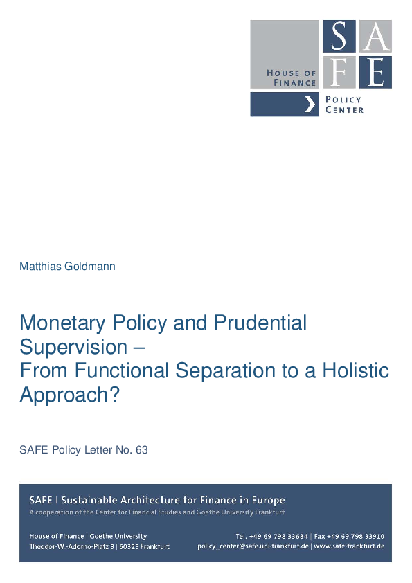 (PDF) Monetary policy and prudential supervision: From functional ...