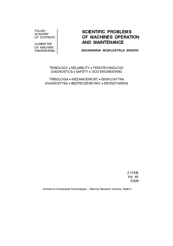 (PDF) Scientific Problems of Machines Operation and Maintenance