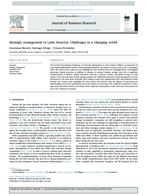 (PDF) Strategic management in Latin America: Challenges in a changing world