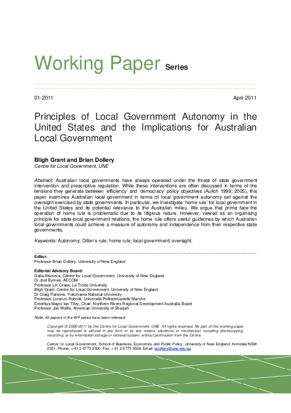 (PDF) Principles of Local Government Autonomy in the United States and ...