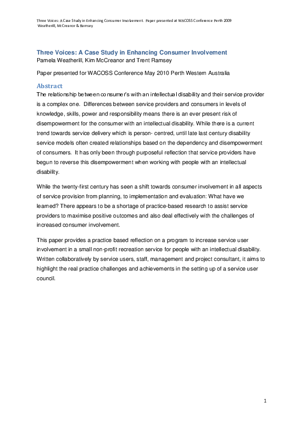 (PDF) Three Voices: A Case Study in Enhancing Consumer Involvement