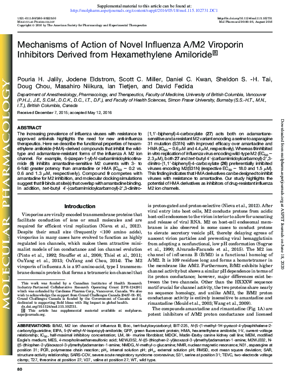 (PDF) Mechanisms of action of novel influenza A/M2 viroporin inhibitors ...