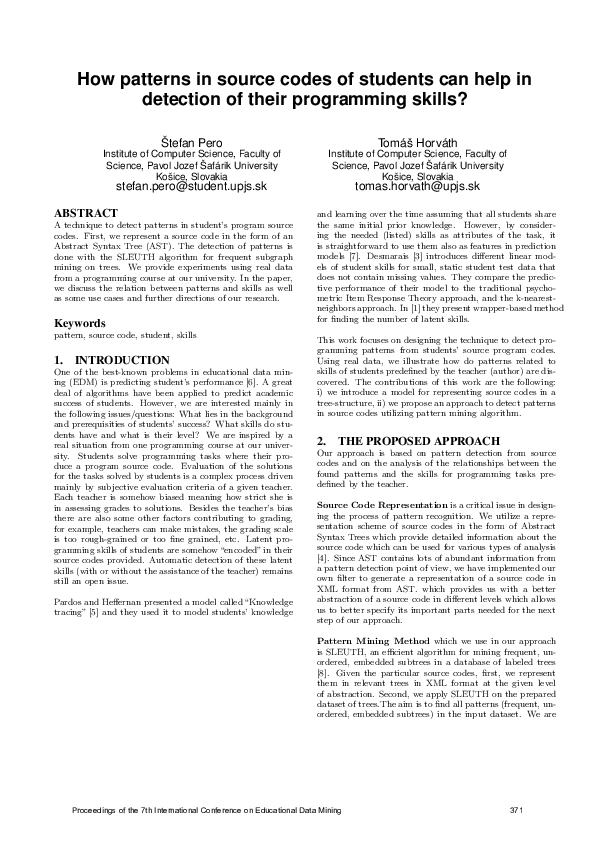 (PDF) How patterns in source codes of students can help in detection of ...