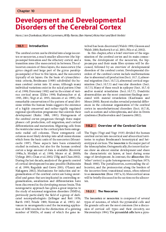 (PDF) Development and Developmental Disorders of the Cerebral Cortex