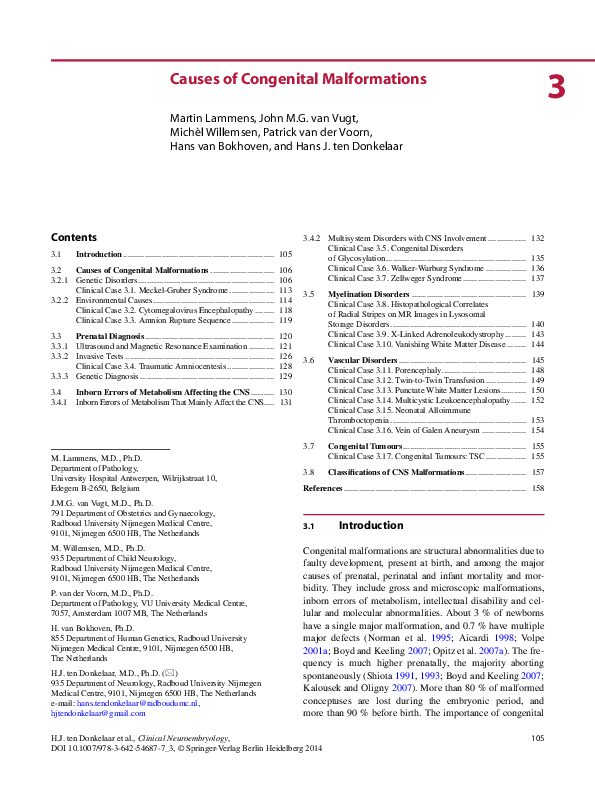 (PDF) Causes of Congenital Malformations