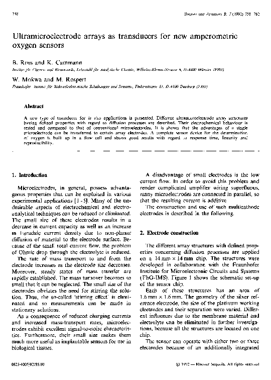 (PDF) Ultramicroelectrode arrays as transducers for new amperometric ...