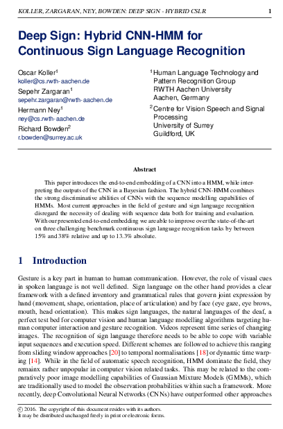 (PDF) Deep Sign: Hybrid CNN-HMM for Continuous Sign Language Recognition