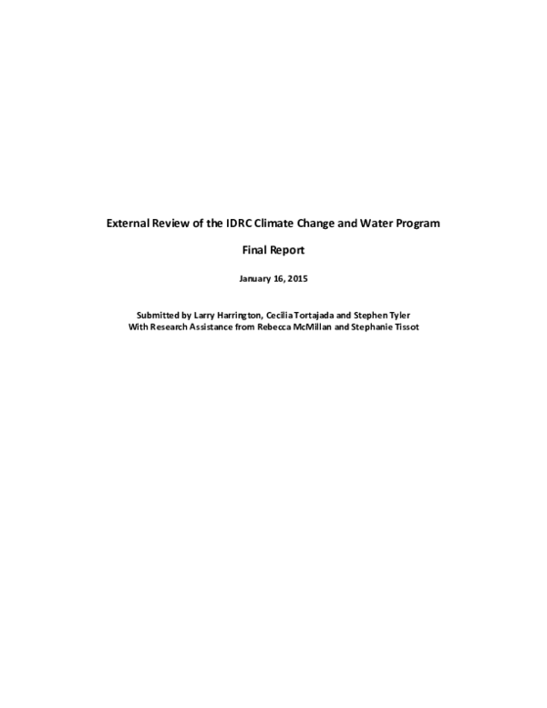 (PDF) External review of the IDRC Climate Change and Water Program ...