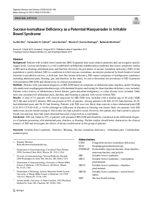 (PDF) Sucrase-Isomaltase Deficiency as a Potential Masquerader in ...