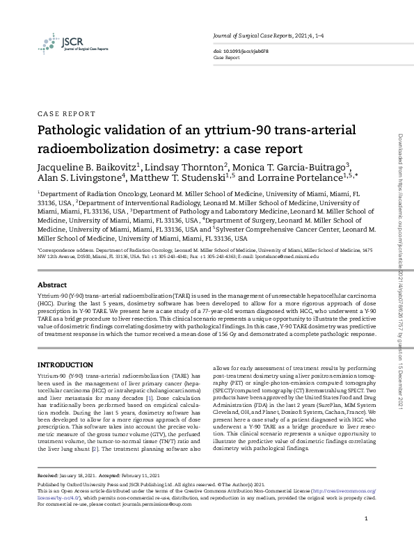 (PDF) Pathologic validation of an yttrium-90 trans-arterial radioembolization dosimetry: a case ...