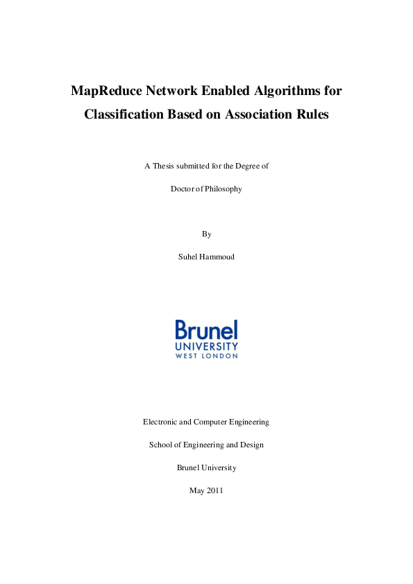(PDF) MapReduce network enabled algorithms for classification based on association rules | Suhel ...