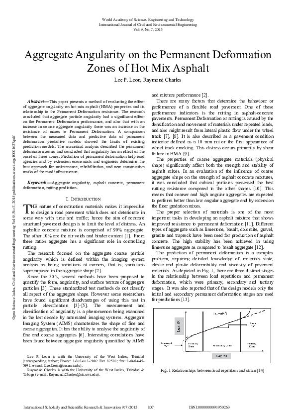 (PDF) Aggregate Angularity on the Permanent Deformation Zones of Hot ...