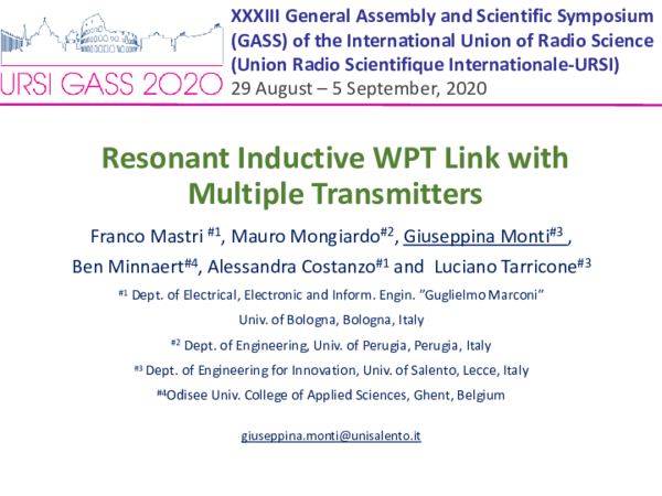 (PDF) Resonant Inductive WPT Link with Multiple Transmitters | Giuseppina Monti - Academia.edu