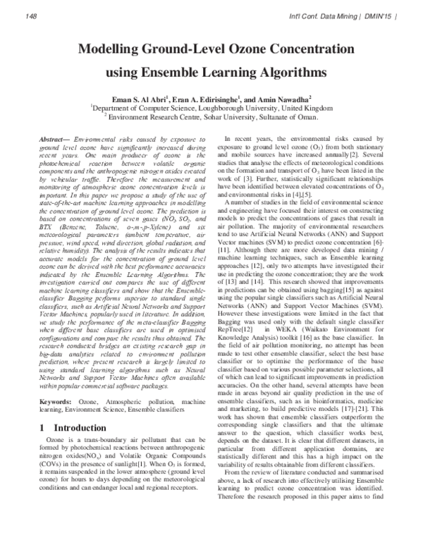 Pdf Modelling Ground Level Ozone Concentration Using Ensemble Learning Algorithms