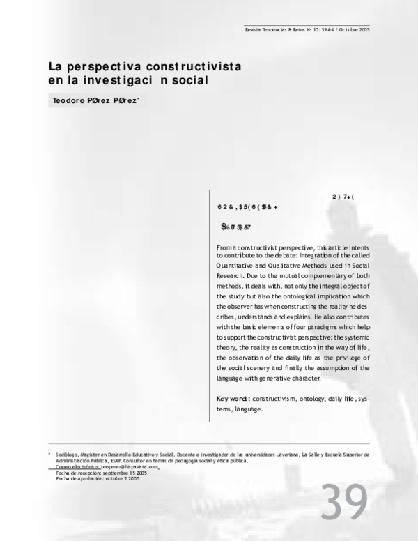 (PDF) La perspectiva constructivista en la investigación social