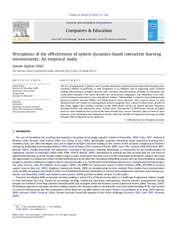 (PDF) Perceptions of the effectiveness of system dynamics-based interactive learning ...