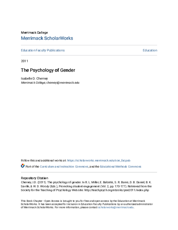 (PDF) The Psychology of Gender