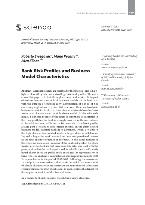 (PDF) Bank Risk Profiles and Business Model Characteristics
