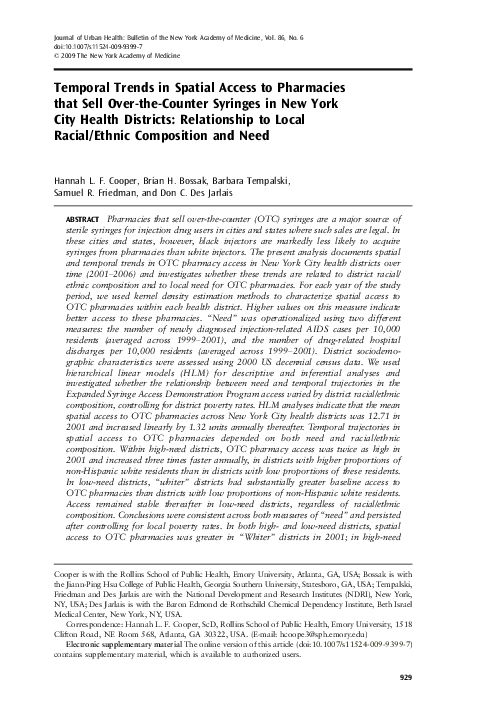 (PDF) Temporal Trends in Spatial Access to Pharmacies that Sell Over ...