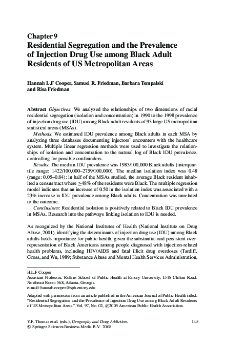 (PDF) Residential segregation and the prevalence of injection drug use ...