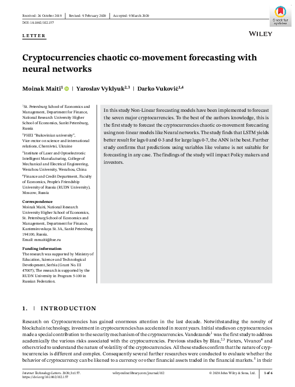 (PDF) Cryptocurrencies Chaotic Co‐movement Forecasting with Neural Networks | Yaroslav Vyklyuk ...