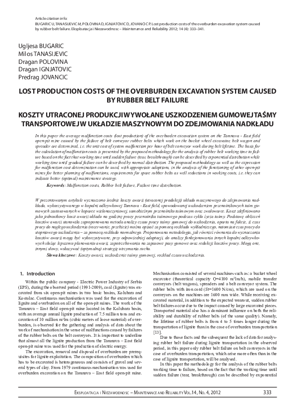 (PDF) Lost production costs of the overburden excavation system caused ...