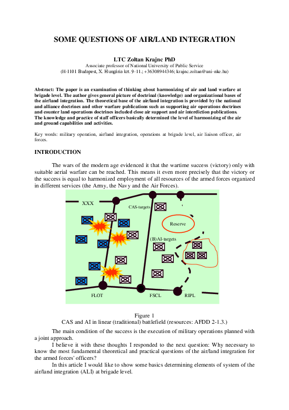 (PDF) Some Questions of Air/Land Integration