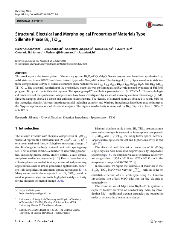 (PDF) Structural, Electrical and Morphological Properties of Materials ...
