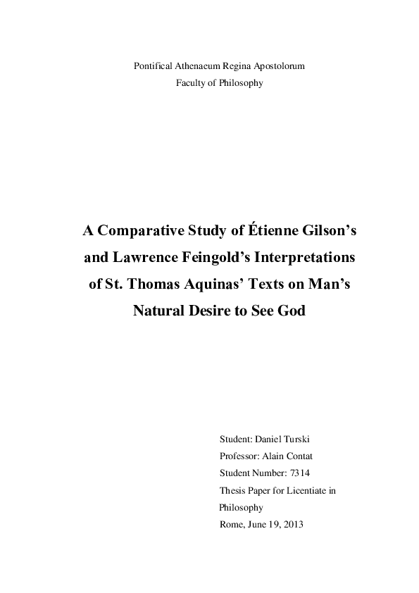 (PDF) A Comparative Study of Étienne Gilson's and Lawrence Feingold's ...