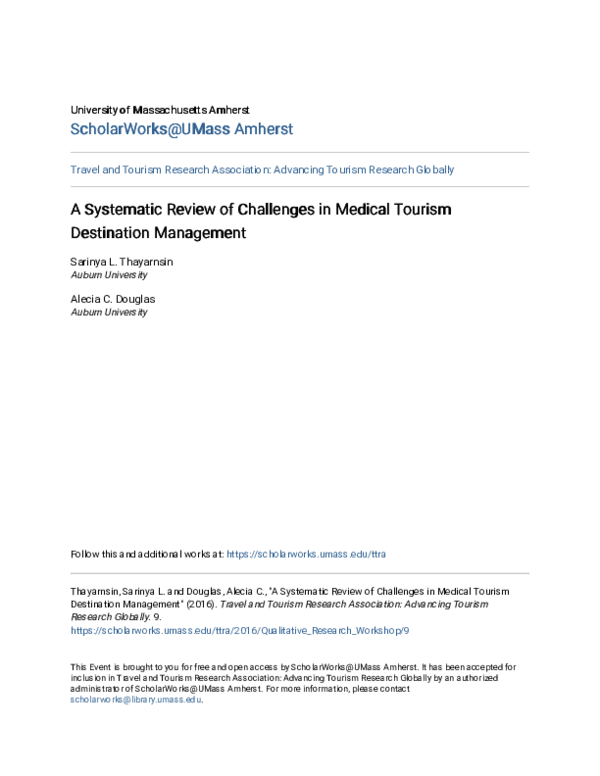 (PDF) A Systematic Review of Challenges in Medical Tourism Destination ...