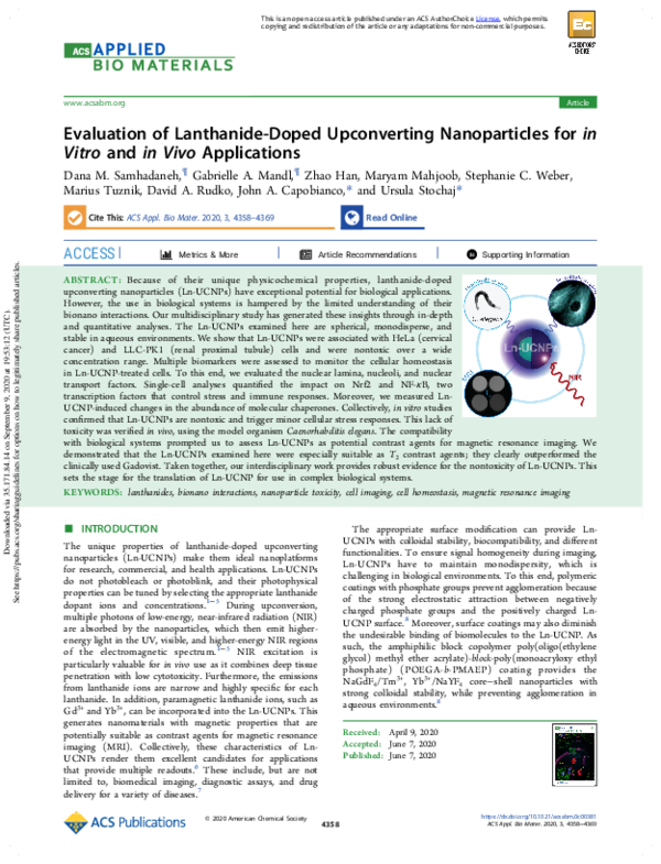 (PDF) Evaluation of Lanthanide-Doped Upconverting Nanoparticles for in Vitro and in Vivo ...