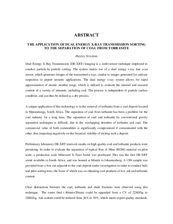 (PDF) The application of dual energy x-ray transmissions sorting to the ...