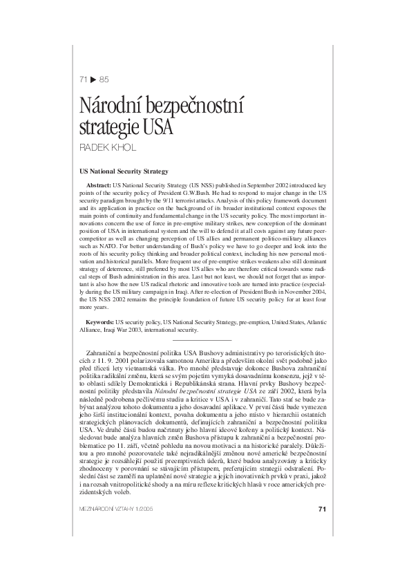 (PDF) Národní bezpečnostní strategie USA