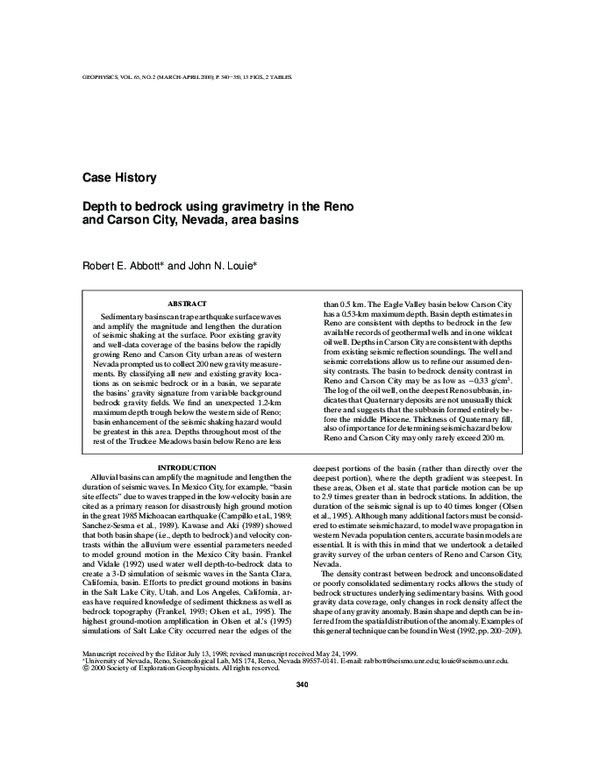 (PDF) Depth to bedrock using gravimetry in the Reno and Carson City ...