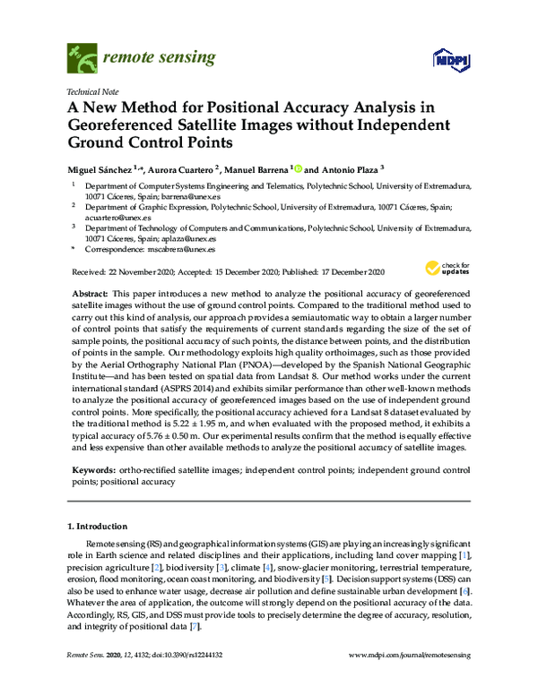 Pdf A New Method For Positional Accuracy Analysis In Georeferenced Satellite Images Without