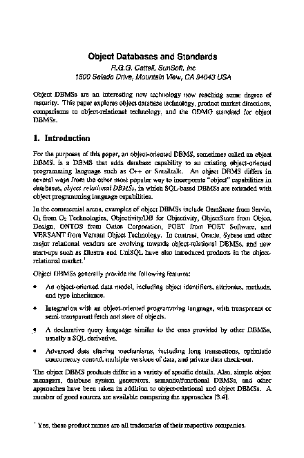 (PDF) Object databases and standards