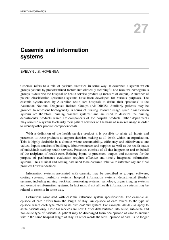 (PDF) Casemix and information systems