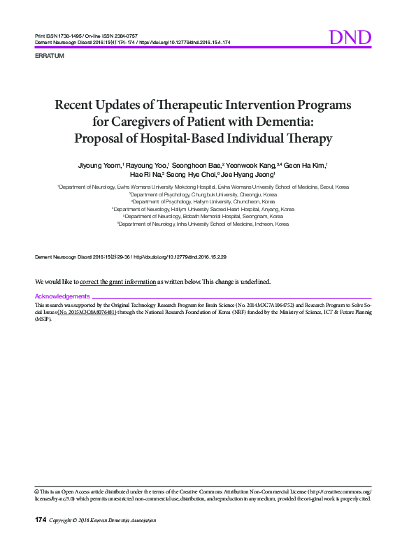 (PDF) Erratum: Recent Updates of Therapeutic Intervention Programs for ...