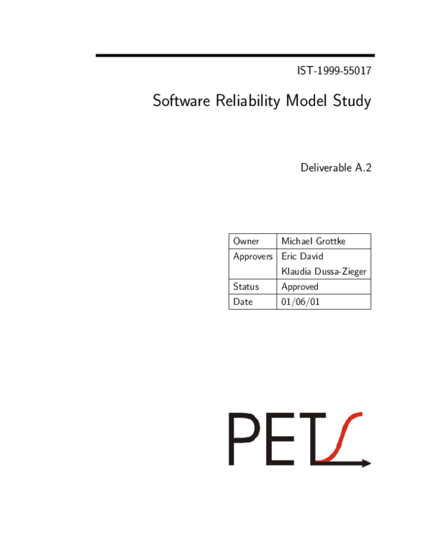 (PDF) Software Reliability Model Study