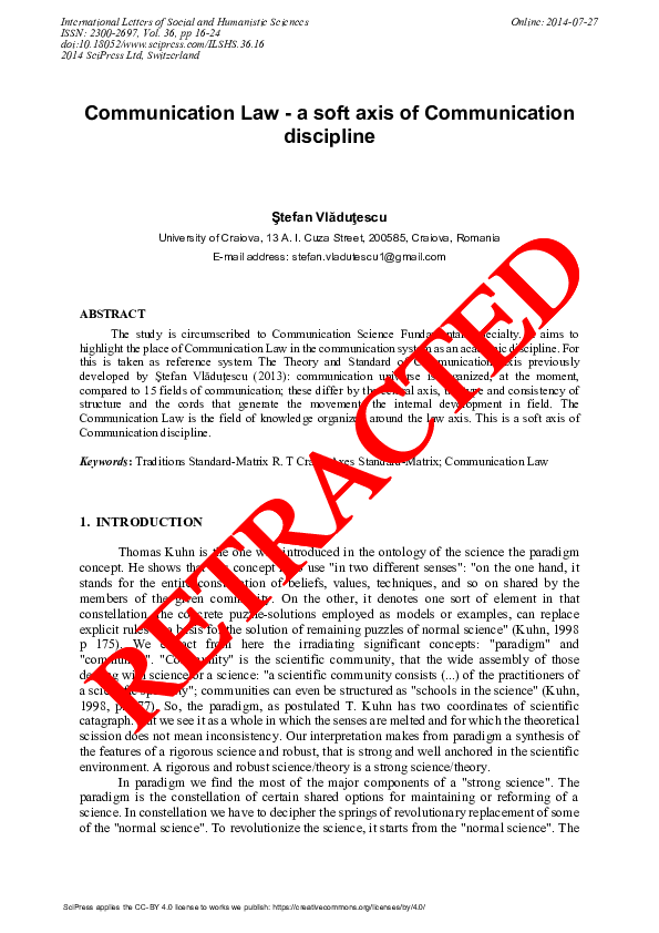 (PDF) Communication Law - A Soft Axis of Communication Discipline