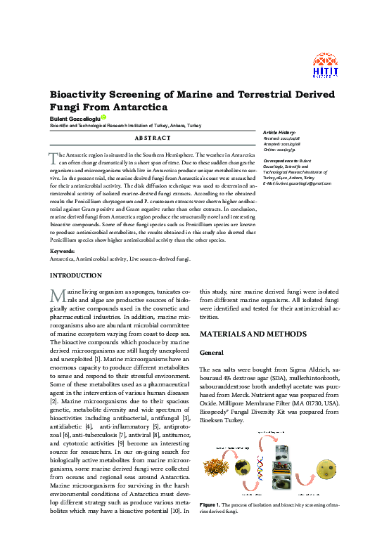 (PDF) Bioactivity Screening of Marine and Terrestrial Derived Fungi ...